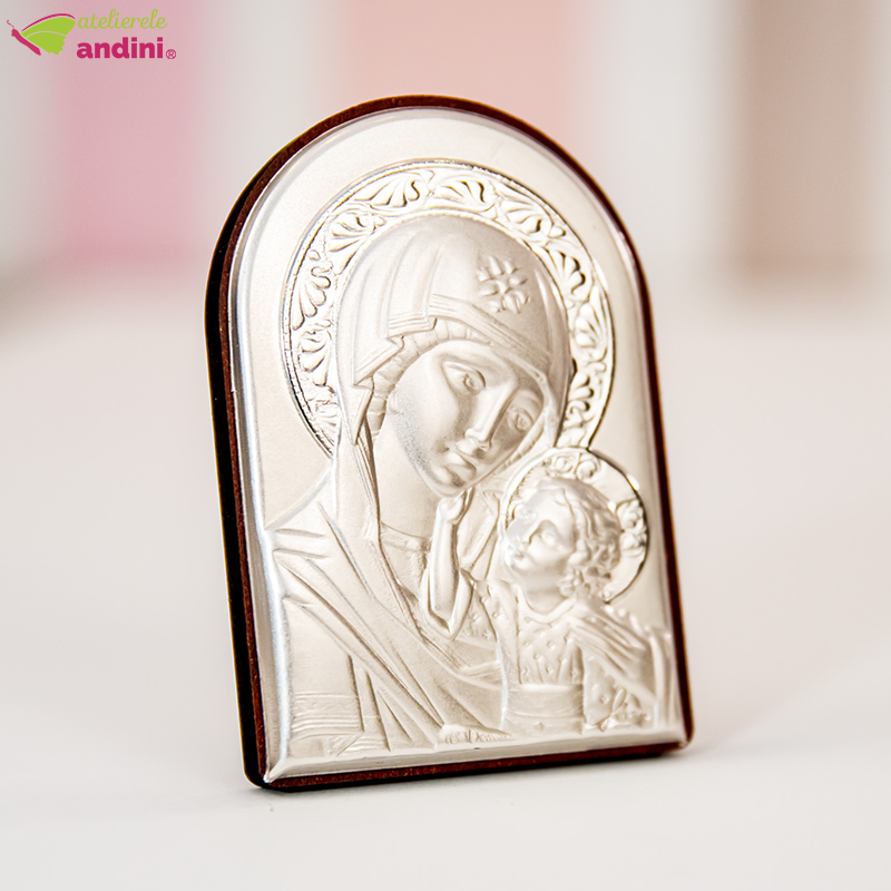 Iconita pe Foita de Argint - Maica Domnului cu Pruncul - Andini